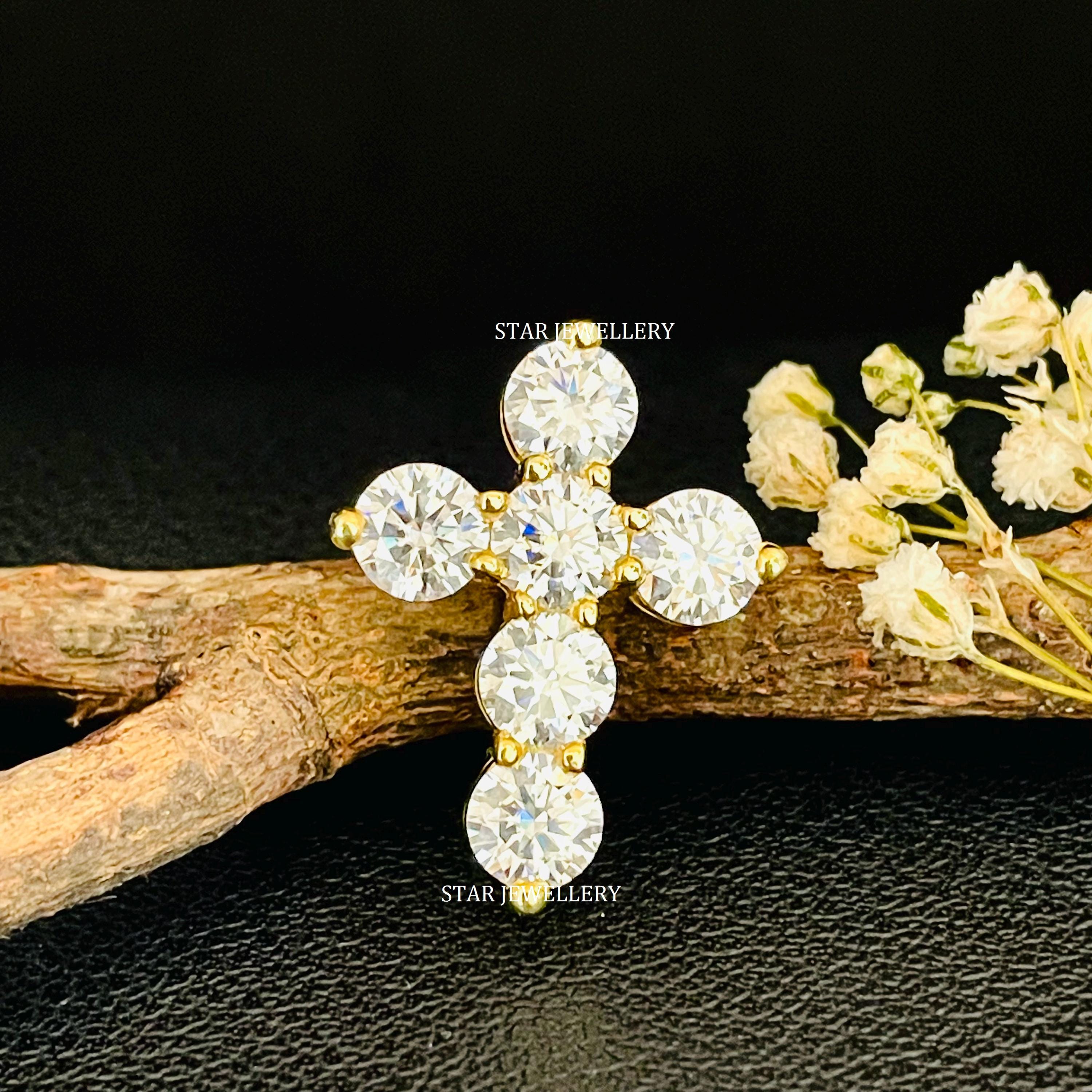 Unisex 0.50 Ct Each Lab Diamond Cross Pendant Without Chain – Siya By Star