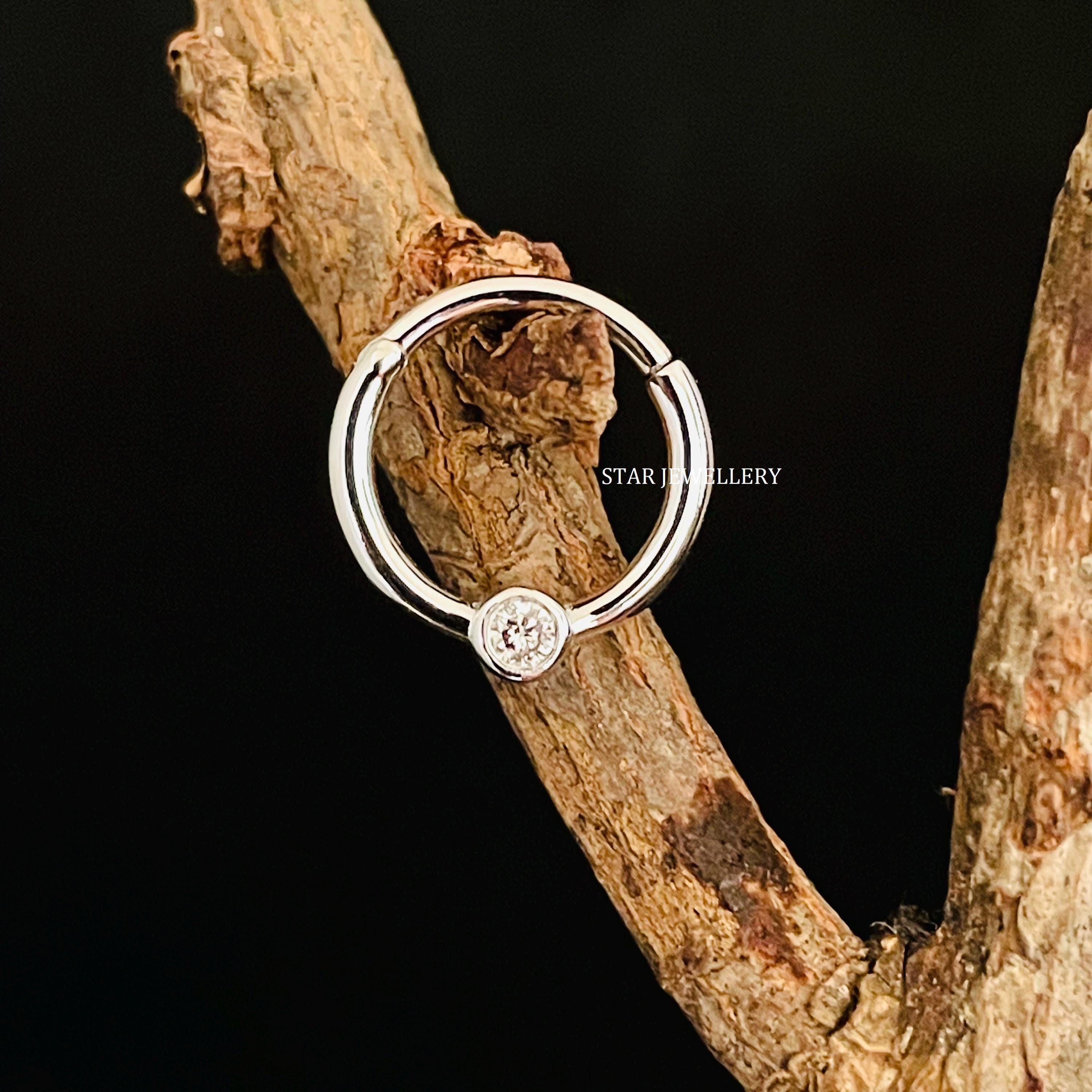 Bezel Set Natural Diamond Daith Piercing – Siya By Star