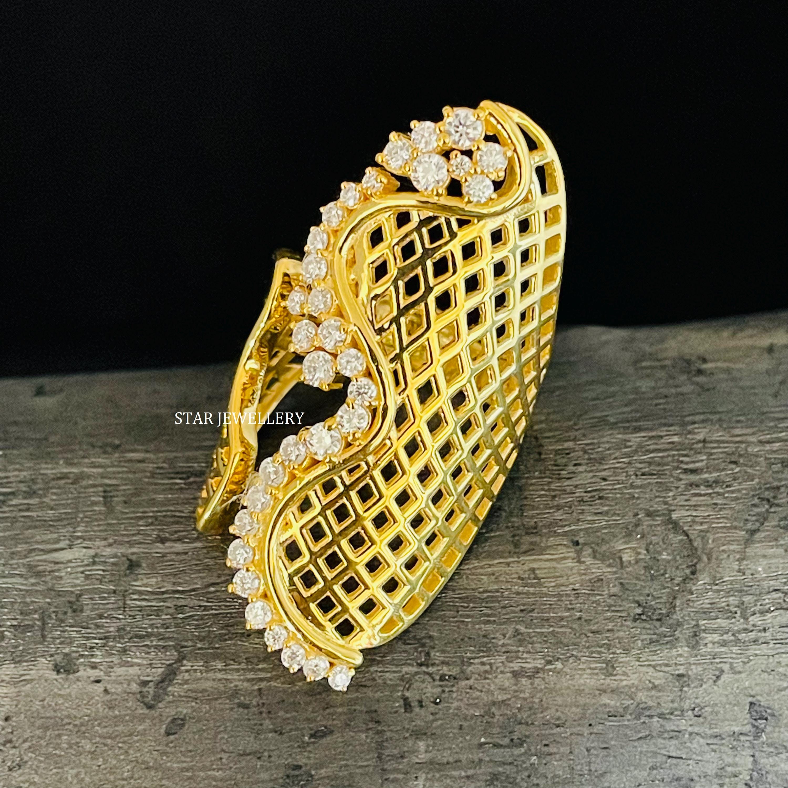 14K Solid Gold Unique Designer LAB Diamond Ring – Siya By Star